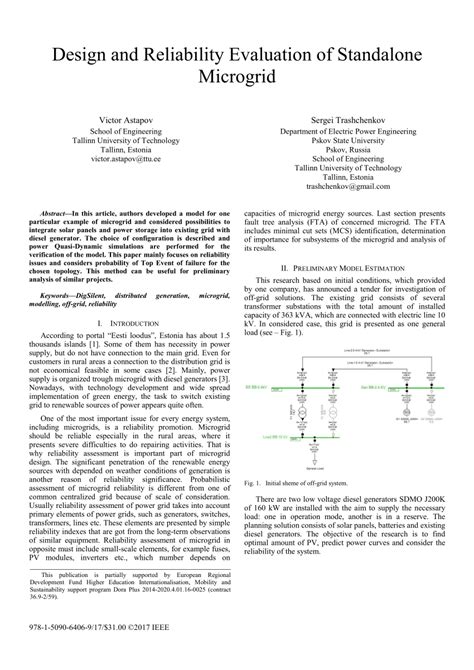 pdf design and reliability evaluation of standalone microgrid