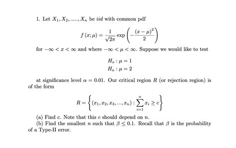 solved 1 let x1 x2 … xn be iid with common pdf