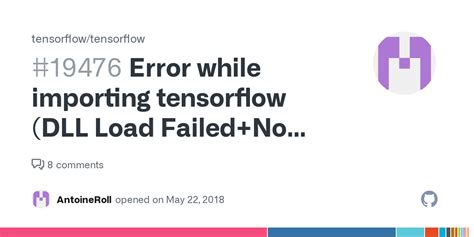Error While Importing Tensorflow DLL Load Failed No Module Named