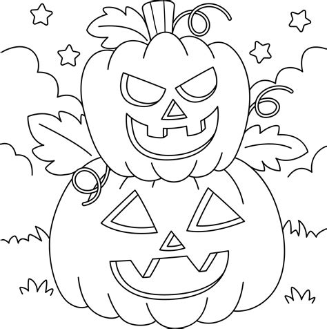 coloriage de citrouille d halloween à 2 niveaux pour les enfants
