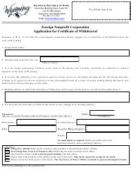 Wyoming Foreign Statutory Trust Application For Certificate Of