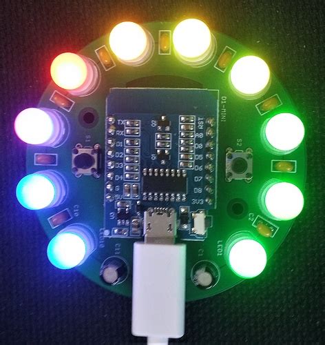 DIY OneRing WiFi Light WS2812 8mm RGB LEDs D1 Mini Micro ESP8266