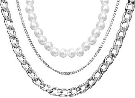Naszyjnik Damski modny multi choker łańcuch perły Edibazzar Moda