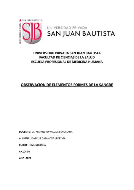 Observación de Elementos Formes de la Sangre Isabelle Casanova