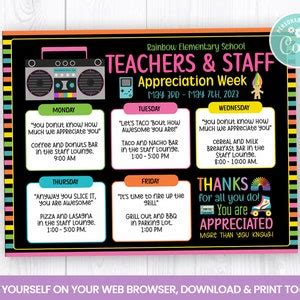 Editable S Teacher Staff Appreciation Flyer Retro Tape Recorder