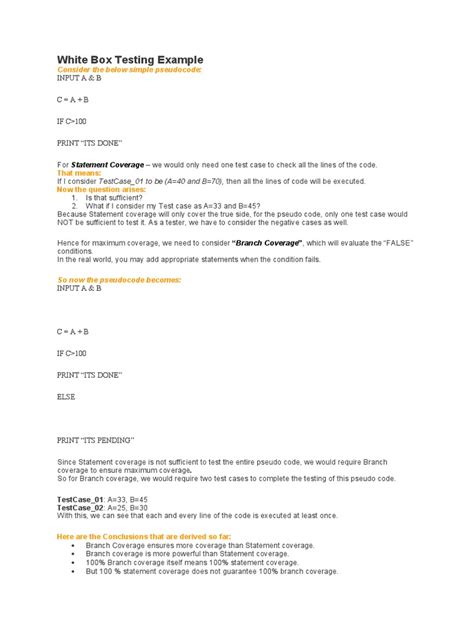 white box testing example consider the below simple pseudocode pdf applied mathematics