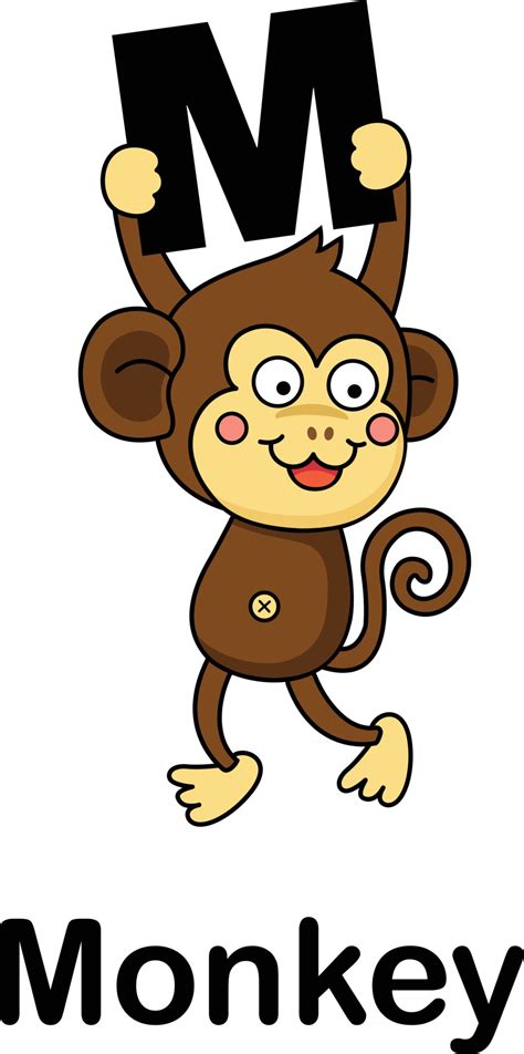 Alphabet Letter M Monkey Vector Illustration 2894795 Vector Art At Vecteezy