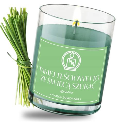 Wieca Zapachowa Weso A Etykieta Takiej Te Ciowej Wie A Trawa Prezent