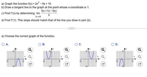 [solved] a graph the function f x 2x2 9x 10 b draw a tangent course hero