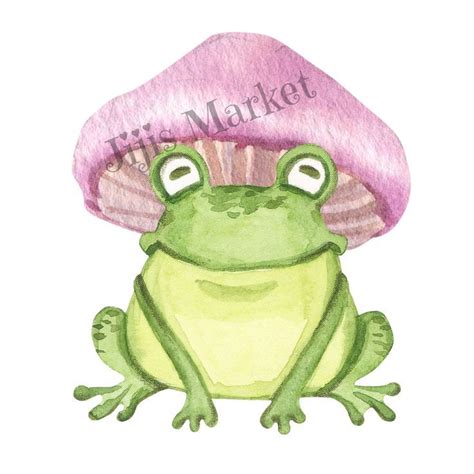 Frog Mushroom PNG Frog With Mushroom Hat Cute Cottagecore Aesthetic