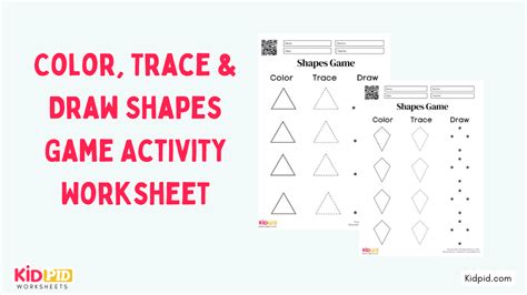 Color Trace Draw Shapes Game Activity Worksheet Kidpid