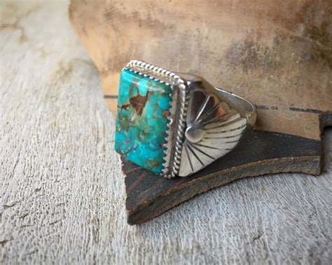 Vintage Size 14 Men S Navajo Turquoise Ring Native American Indian