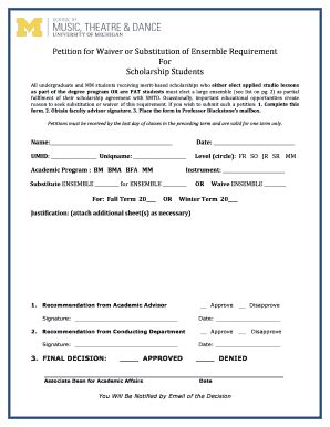 Fillable Online Petition For Waiver Or Substitution Of Ensemble