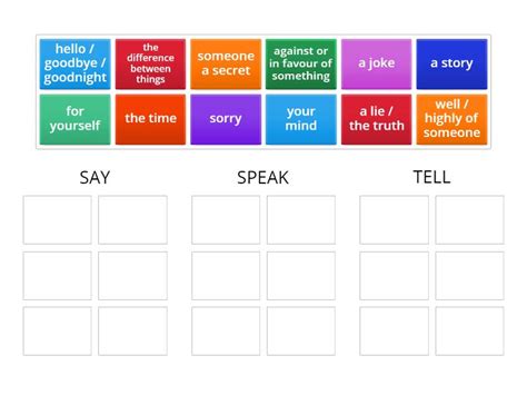 Collocations With Say Speak And Tell Optimise B2 Group Sort