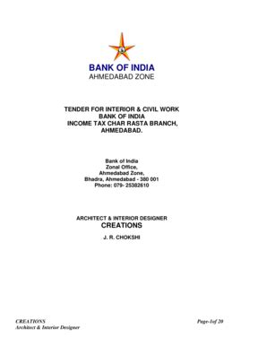 Fillable Online TENDER FOR INTERIOR CIVIL WORK BANK OF INDIA INCOME TAX