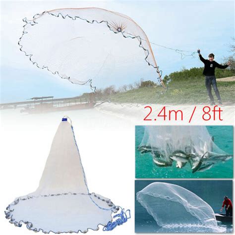 Atarraya de pesca red de pesca cebo fácil tiro mano fundido 8Ft 2 4 m