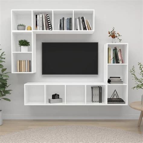 TAM Ensemble de meuble TV 4 pcs Blanc Aggloméré AB3079817 85816