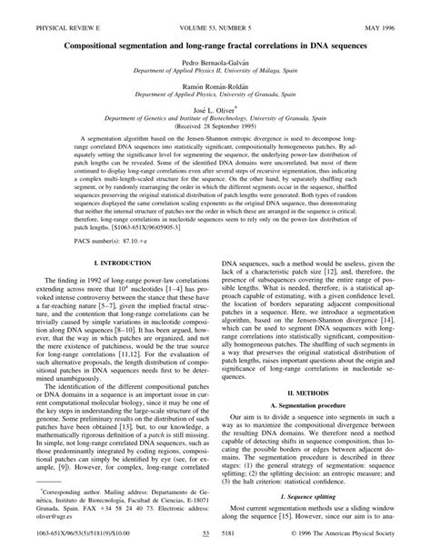 pdf compositional segmentation and long range fractal correlations in dna sequences
