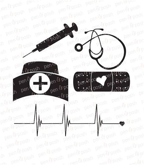 Nurse Svg Nurse Nurse Svg Files Bandaid Stethoscope Heart Beat Svg