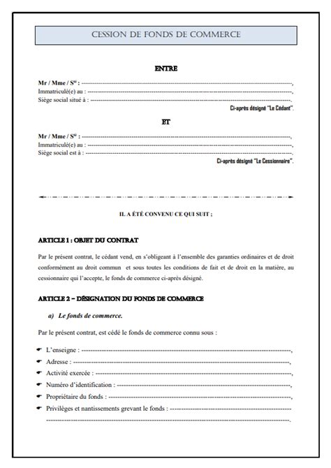 Contrat De Vente