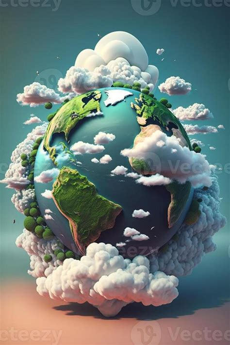 3d ultra realista dibujos animados ilustración de planeta tierra