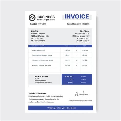 Basic Blue Grey Elegant Invoice Design Freepng