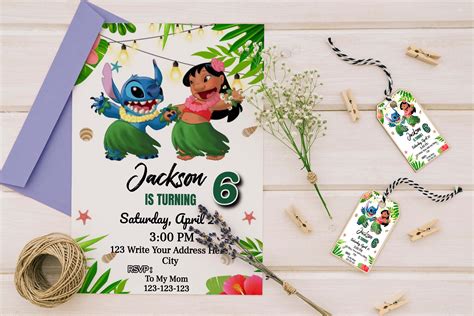Stitch Birthday Invitation Template Stitch Invite Stitch Etsy