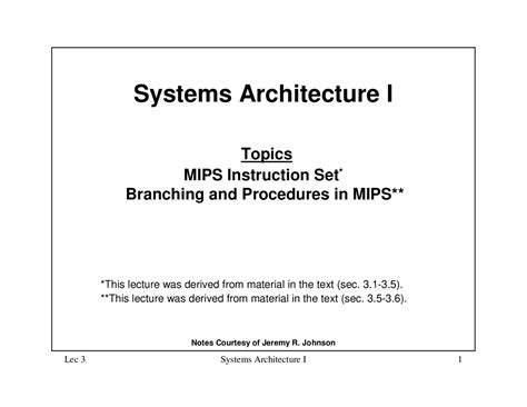 mips instruction set and branching and procedures in mips cs 281 docsity