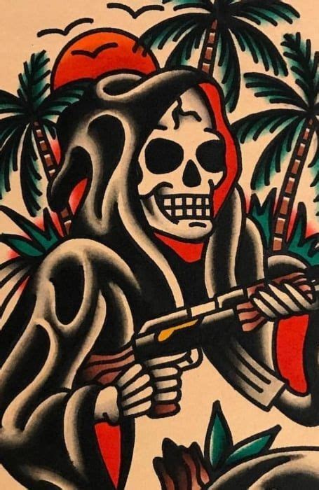 Traditional Tattoo Grim Reaper Traditional Tattoo Art American