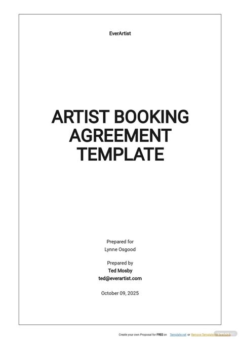 Artist Booking Agreement Template Google Docs Word Apple Pages