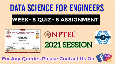 data science for engineers week 8 answers 2021 nptel youtube