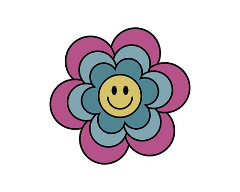 Flower Smiley Face Retro Groovy Flowers Svg Hippy Flowers Svg