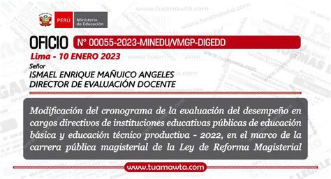 MINEDU modifica cronograma de Evaluación del Desempeño de los