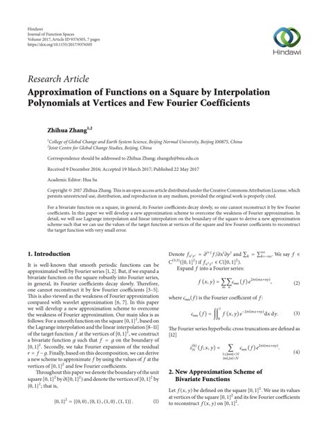 pdf approximation of functions on a square by interpolation polynomials at vertices and few