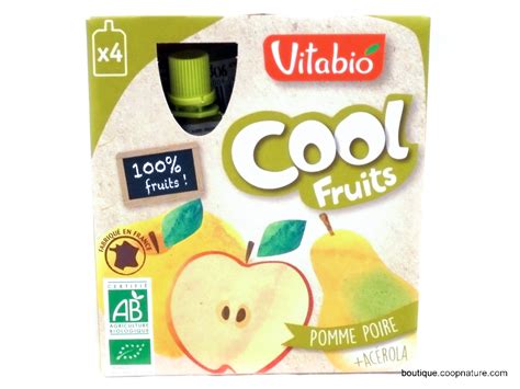 Vitabio Cool Fruits Pomme Poire Acerola Bio 4x90g Coopnature