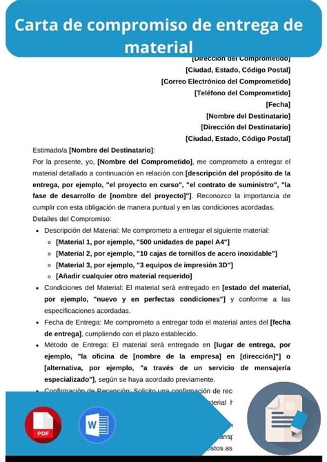 Carta De Compromiso De Entrega De Equipo Word PDF