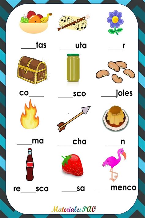 Fichas para Completar Sílabas Trabadas Materiales Educativos para