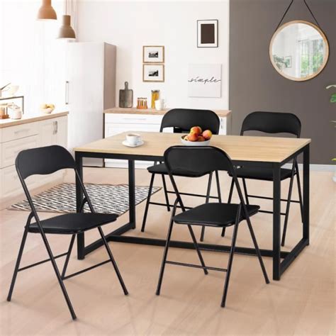 IDMARKET Lot De 4 Chaises Pliantes KITY Noires En PU Cdiscount Maison