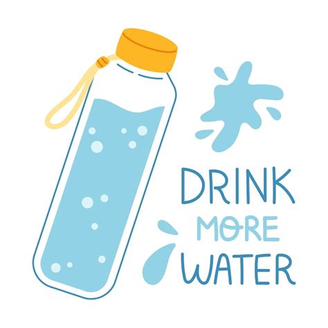 Ilustración vectorial con botella de vidrio de agua con burbujas