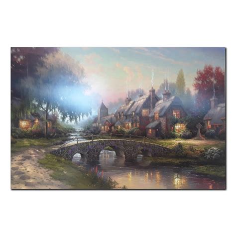 Lot Thomas Kinkade S Cobblestone Bridge Open Edition
