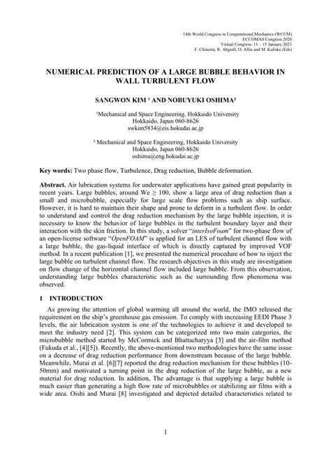 pdf numerical prediction of a large bubble behavior in wall turbulent flow