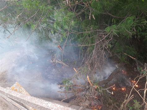 Incêndio na entrada da Ponte Borges de Medeiros mobiliza Bombeiros