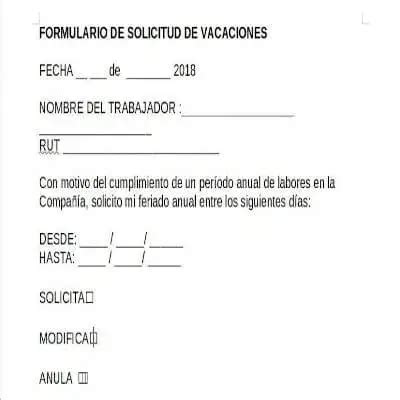 Modelo Carta De Solicitud De Vacaciones Ecu