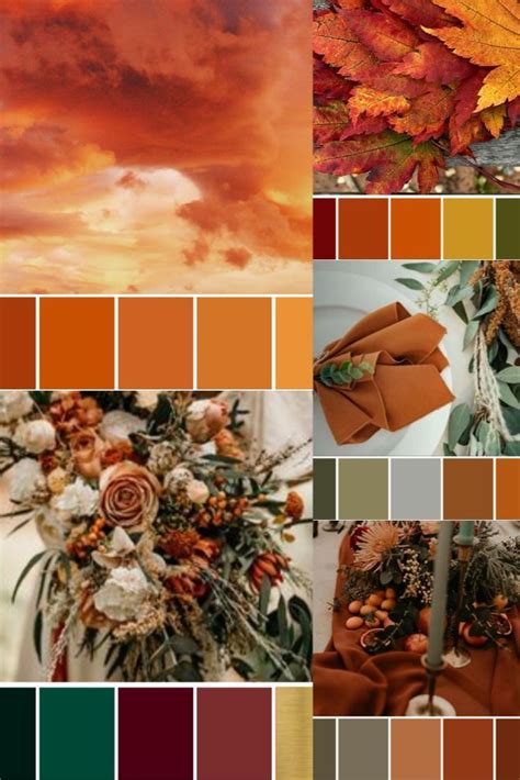 The Color Palette Is Orange Brown And Green