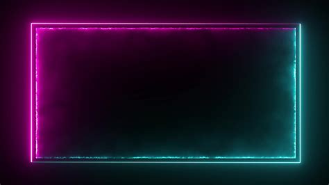 Neon Light Border Frames Template Video Glowing Frame Black Screen