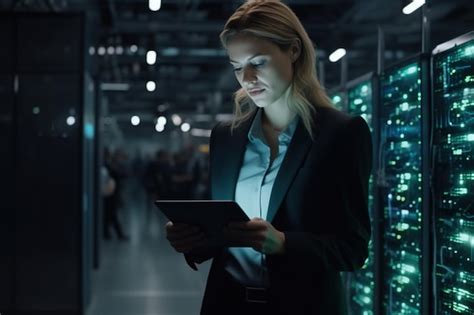 Premium Ai Image Successful Female Data Center It Specialist Using