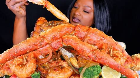 King Crab Seafood Boil Mukbang Deshelled Lobster Seafood Mukbang
