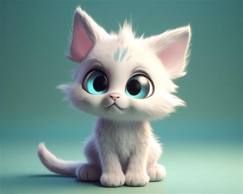 Um Gato De Desenho Animado Olhos Azuis Senta Se Em Um Fundo Azul