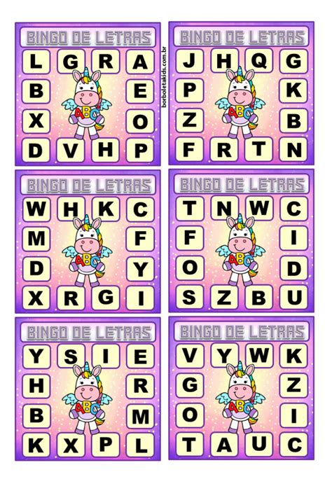 Cartela Do Bingo Do Alfabeto Atividades Para A Educa O Infantil