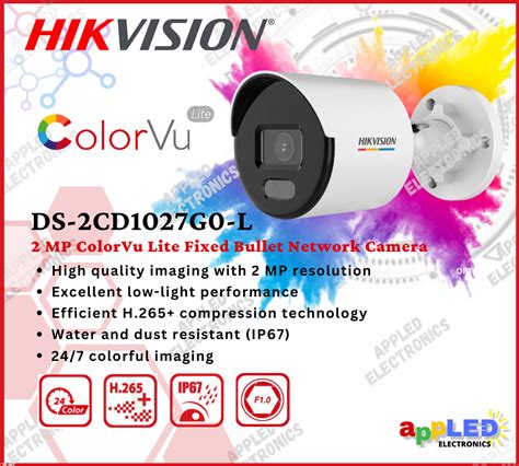 Hikvision DS 2CD1027G0 L 2MP Bullet IP Network Color Vu 24 7 Full